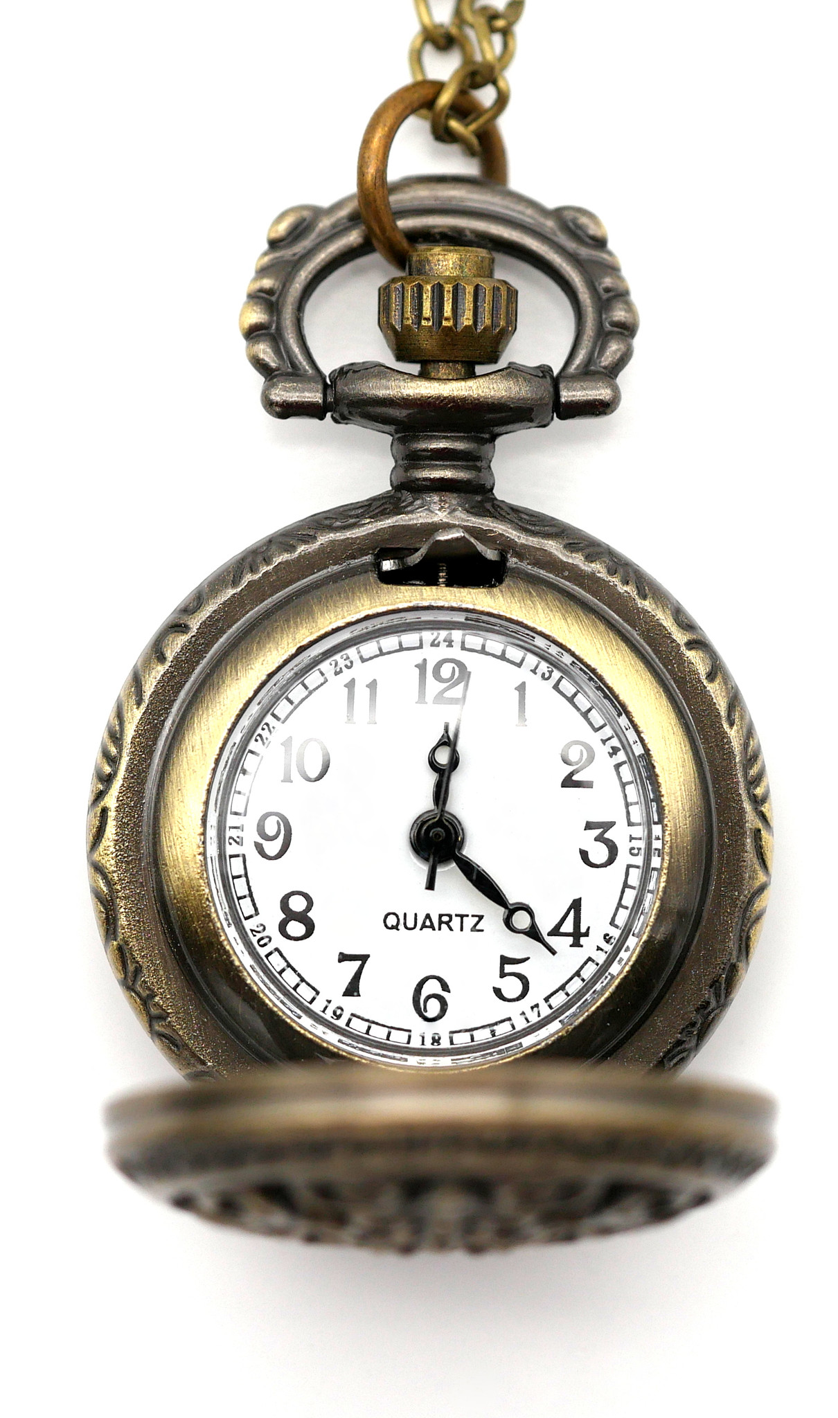 40x26mm Antique-Style Floral-Patterned Round Pocket Watch Pendant w ...