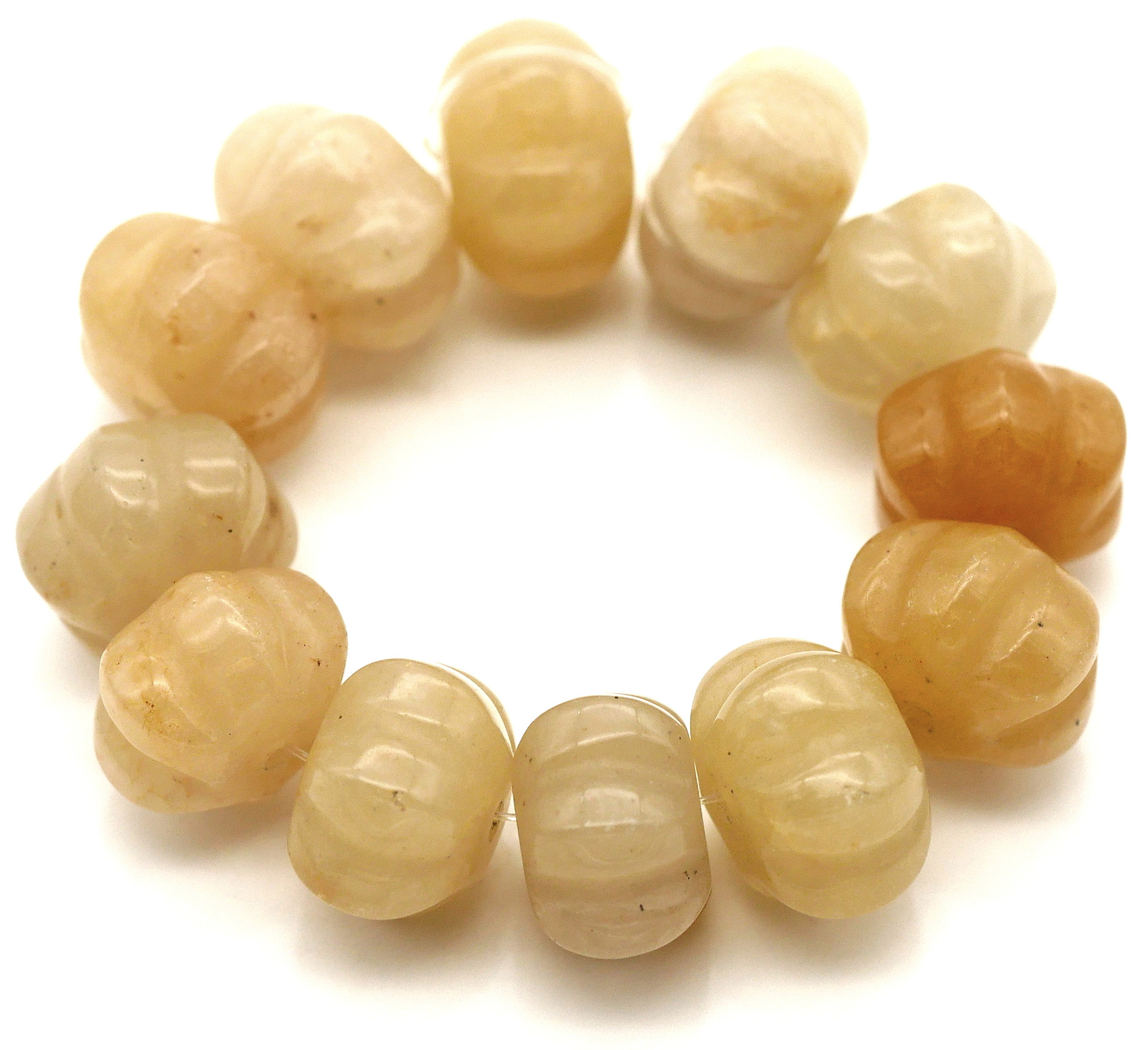 Approx. 3.5" Strand 8x11mm Golden Quartz Carved Pumpkin Beads - Bead ...