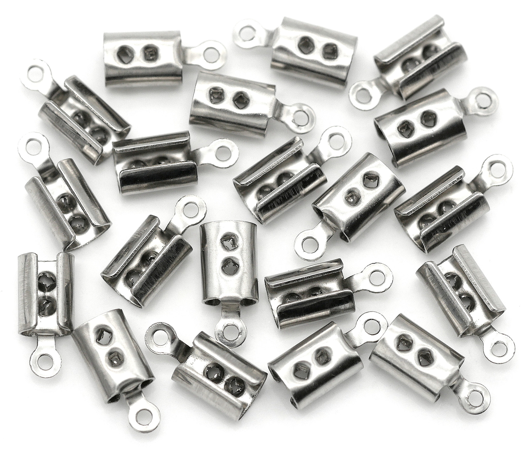 20pc 10x4.5x3mm Stainless Steel Fold-Over Crimp Cord Ends - Bead Box ...