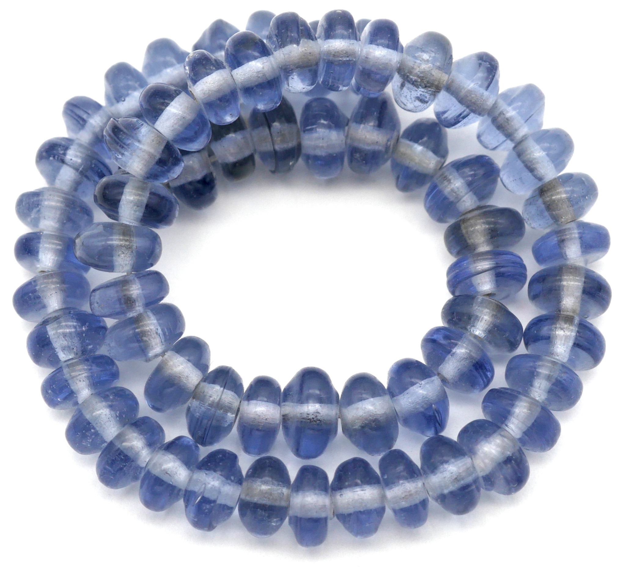 10" Strand 8x4mm Baroque Rondelle Beads, Light Sapphire - Bead Box Bargains