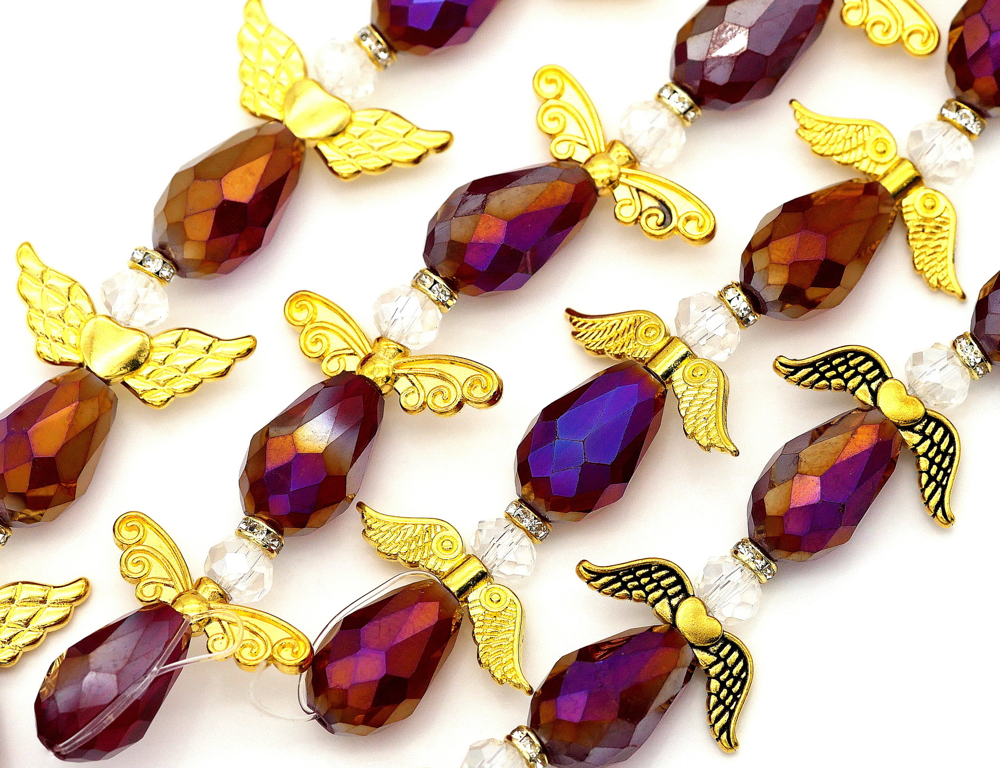 Approx. 6" Strand (6 Sets) 26-28x20-21mm Crystal Faceted Angel Bead Set ...