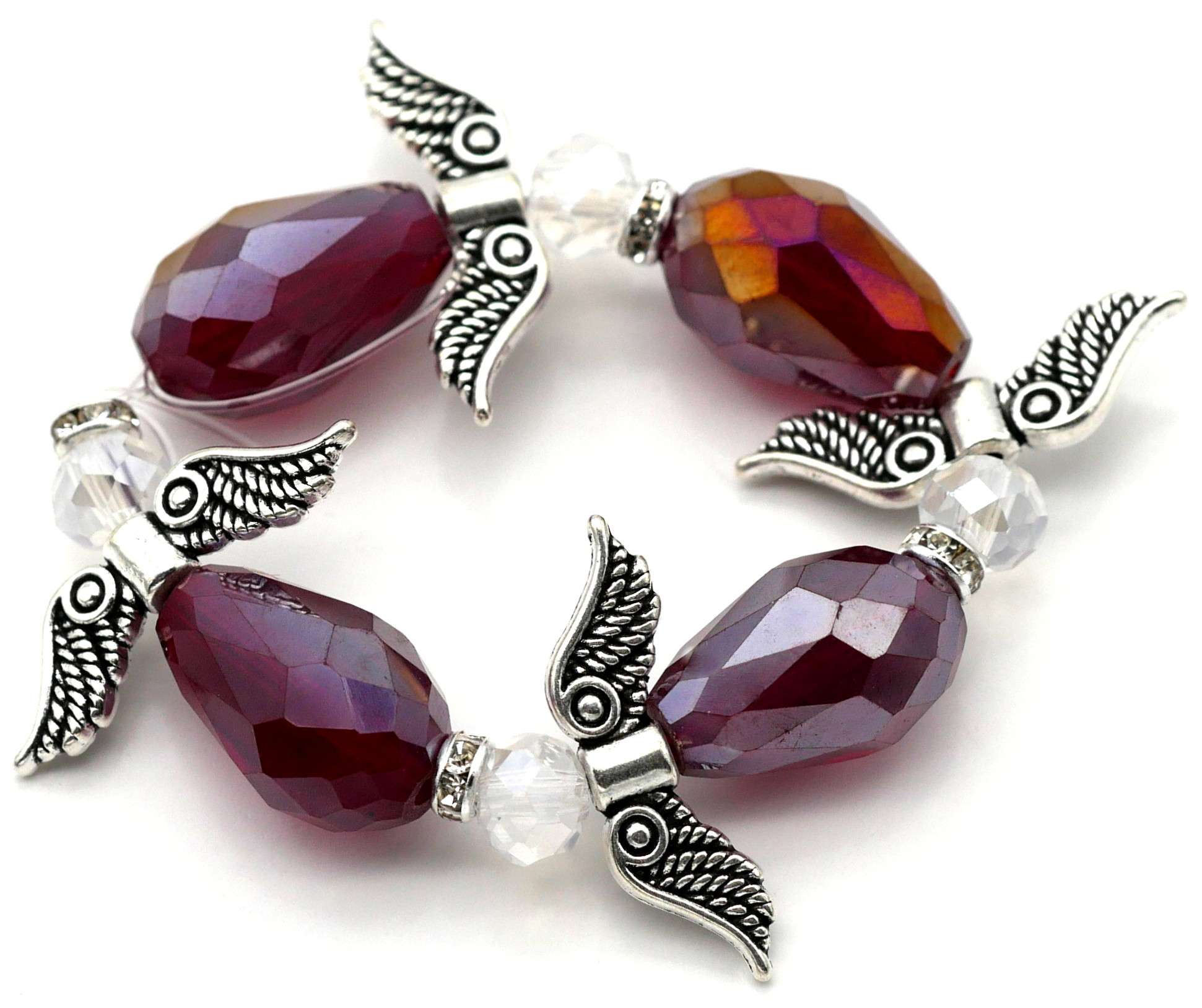 Approx. 4" Strand (4 Sets) 26-28x18-26mm Crystal Faceted Angel Bead Set ...