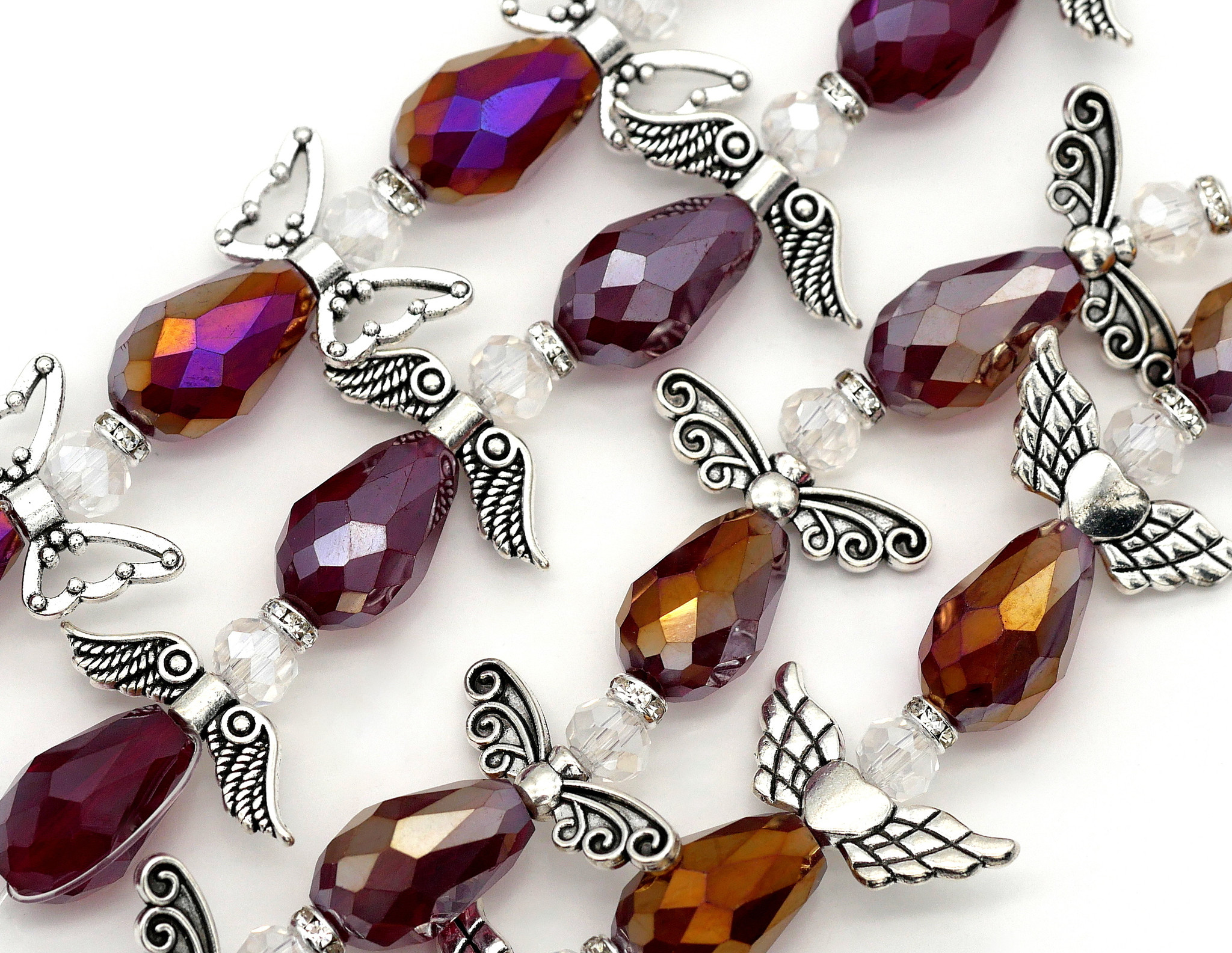 Approx. 4" Strand (4 Sets) 26-28x18-26mm Crystal Faceted Angel Bead Set ...