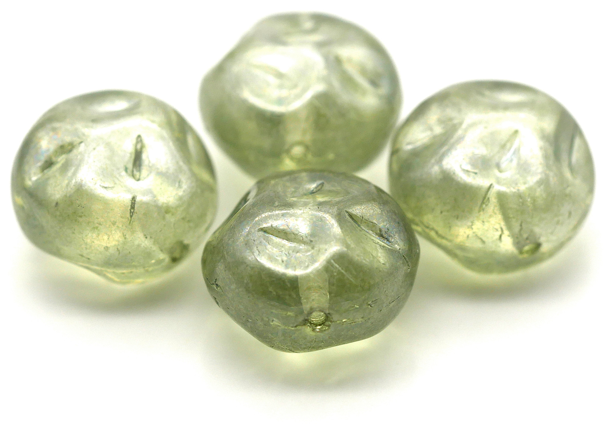 4pc 14x10mm Czech Pressed Glass Dimpled-Puffed Coin Beads, Crystal w ...