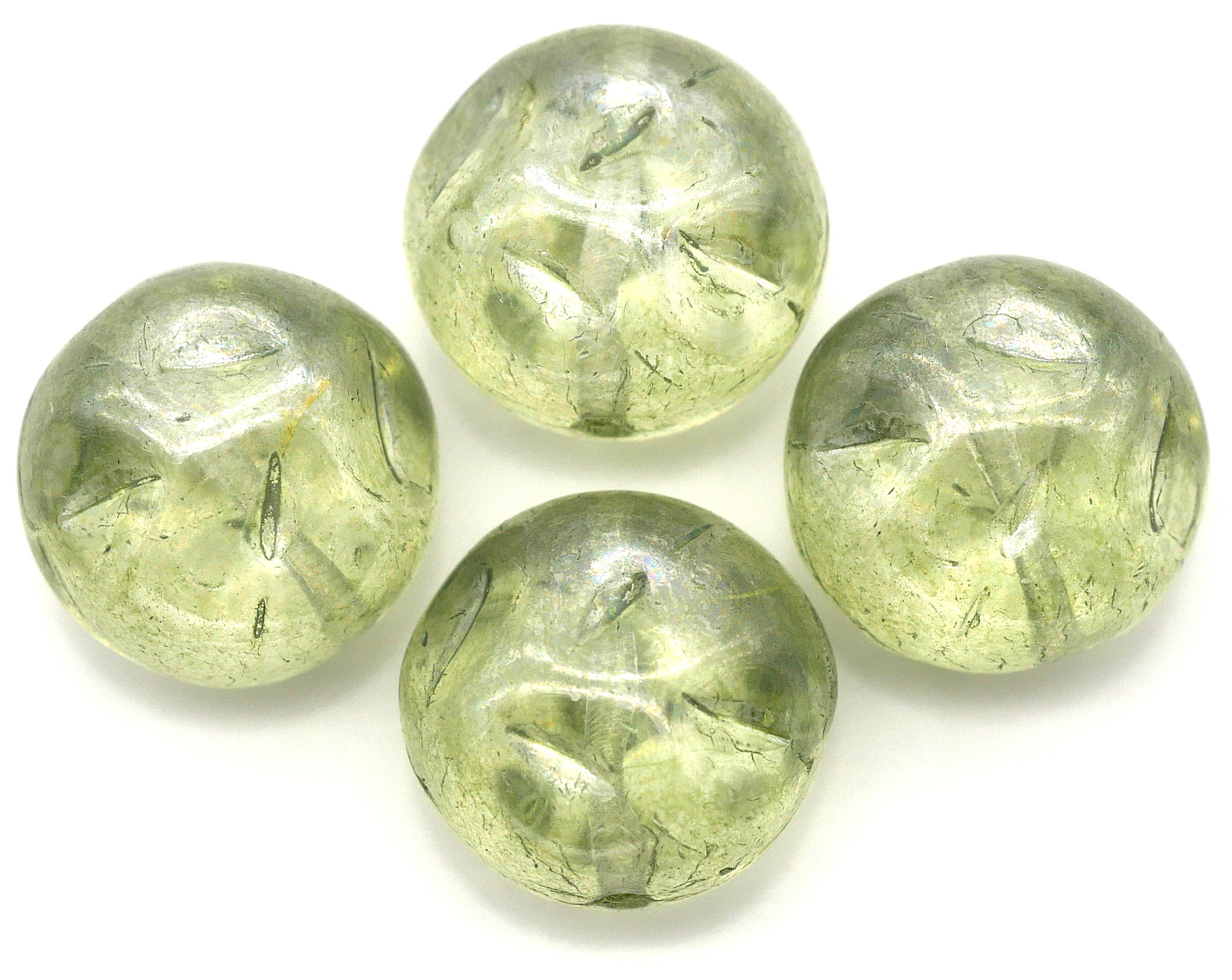4pc 14x10mm Czech Pressed Glass Dimpled-Puffed Coin Beads, Crystal w ...