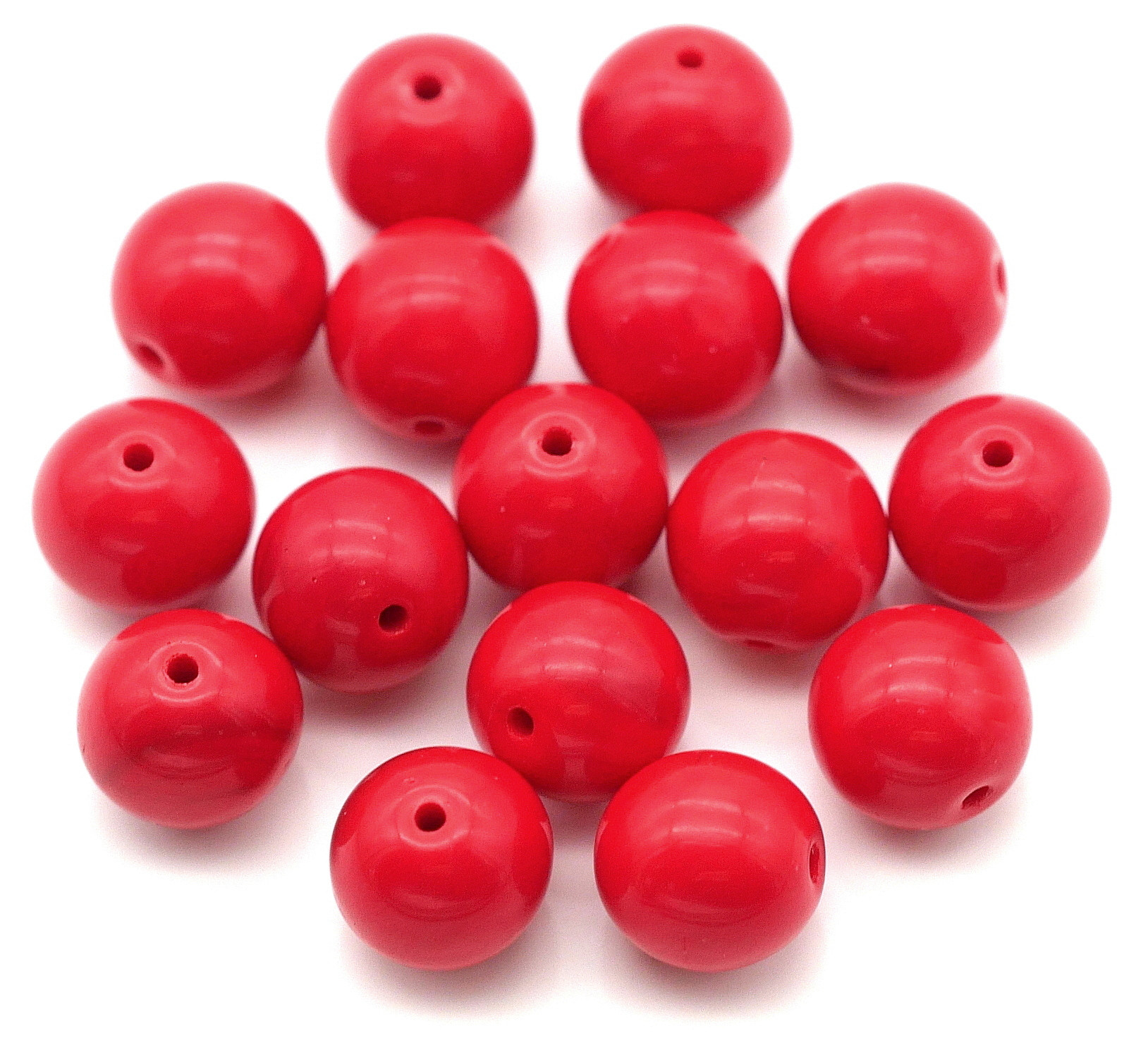16pc 8mm Czech Pressed Glass Druk Round Beads, Opaque Coral Red - Bead ...