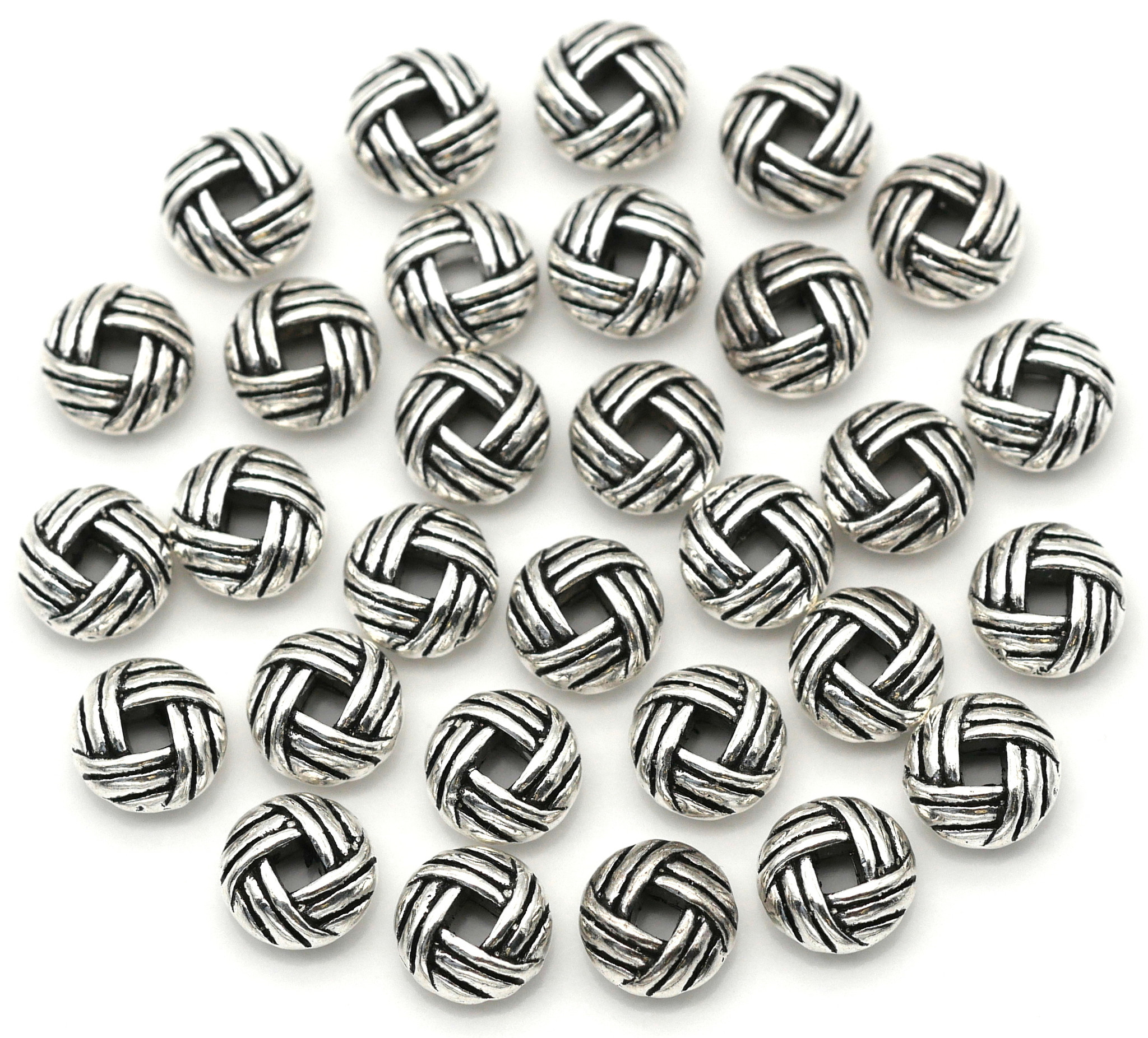 30pc 6mm Knot Spacer Beads, Antique Silver - Bead Box Bargains