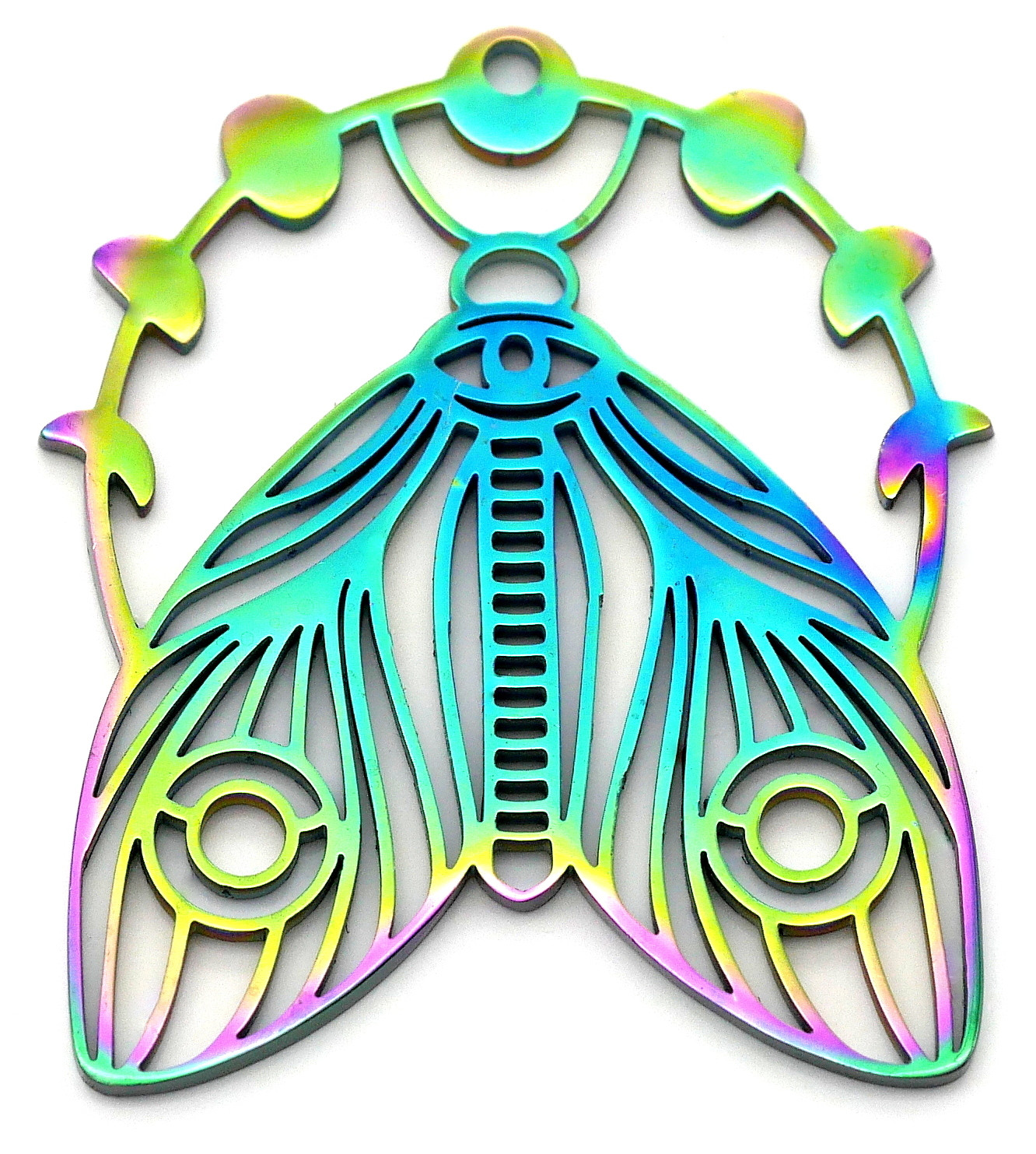 30x26mm Electroplated Stainless Steel Laser-Cut Luna Moth Pendant w ...