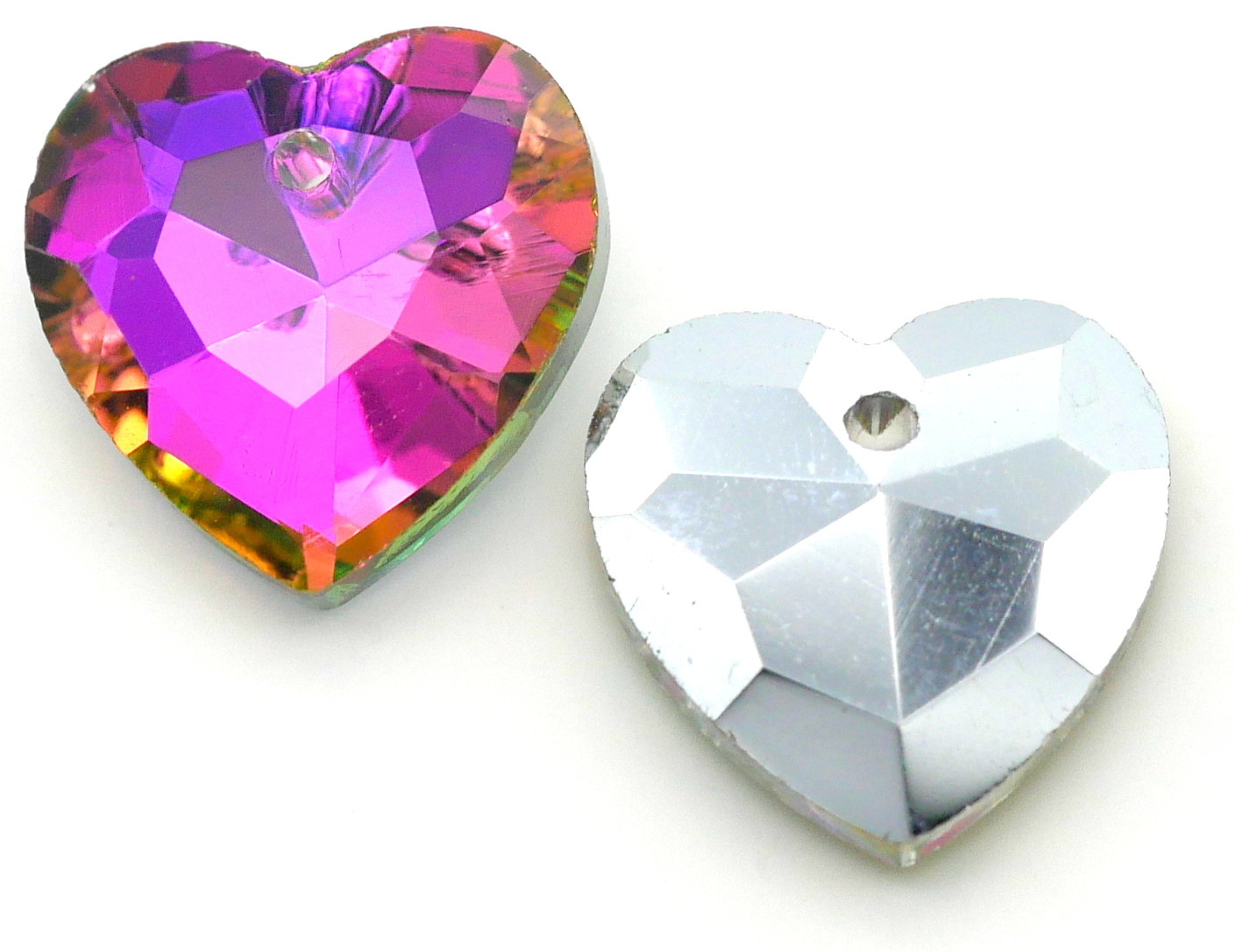 4pc 14mm Crystal Faceted Heart Pendants, Vitrail - Bead Box Bargains