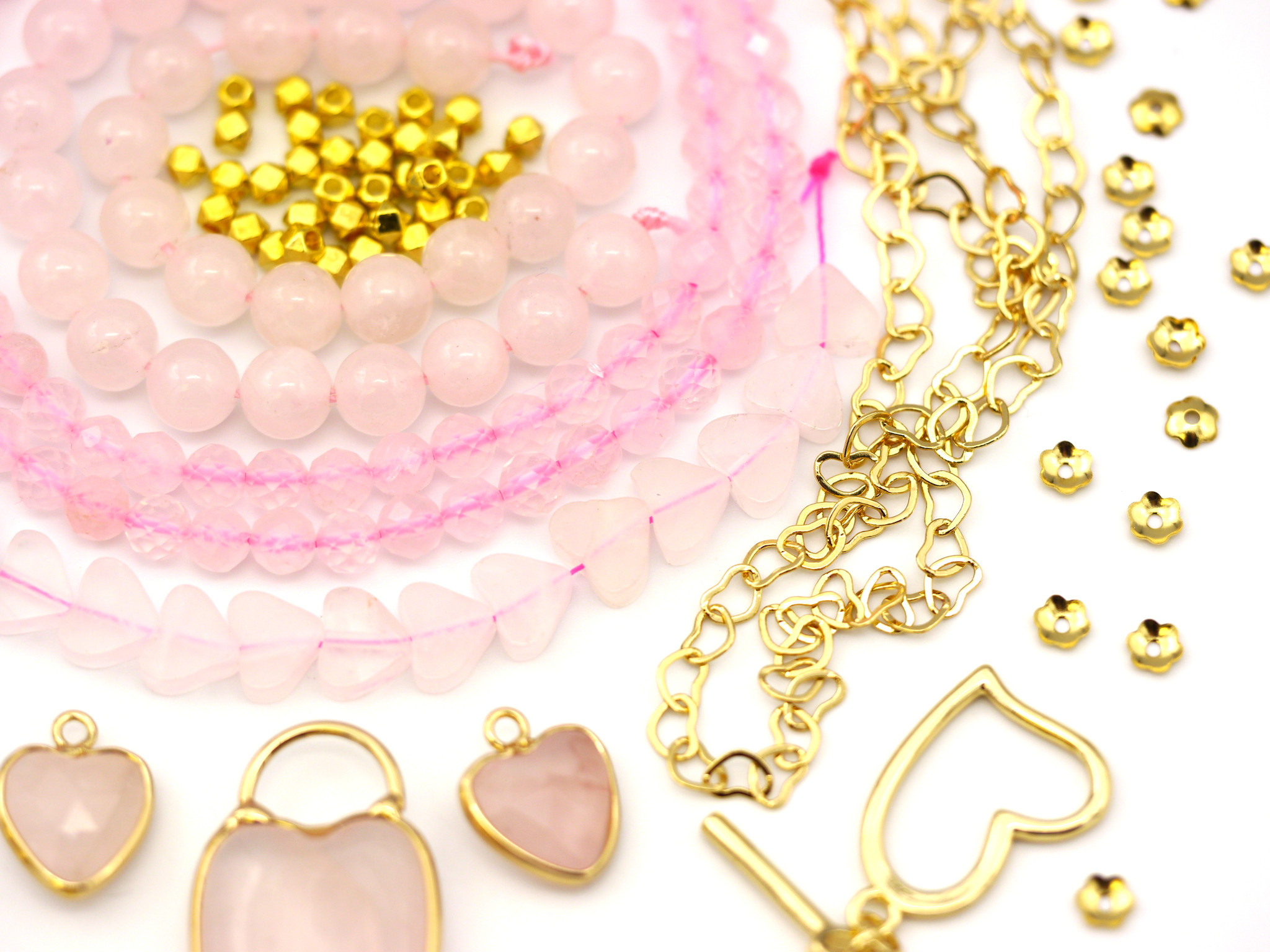 Rose Quartz Valentine's Day Gemstone Bundle - Bead Box Bargains