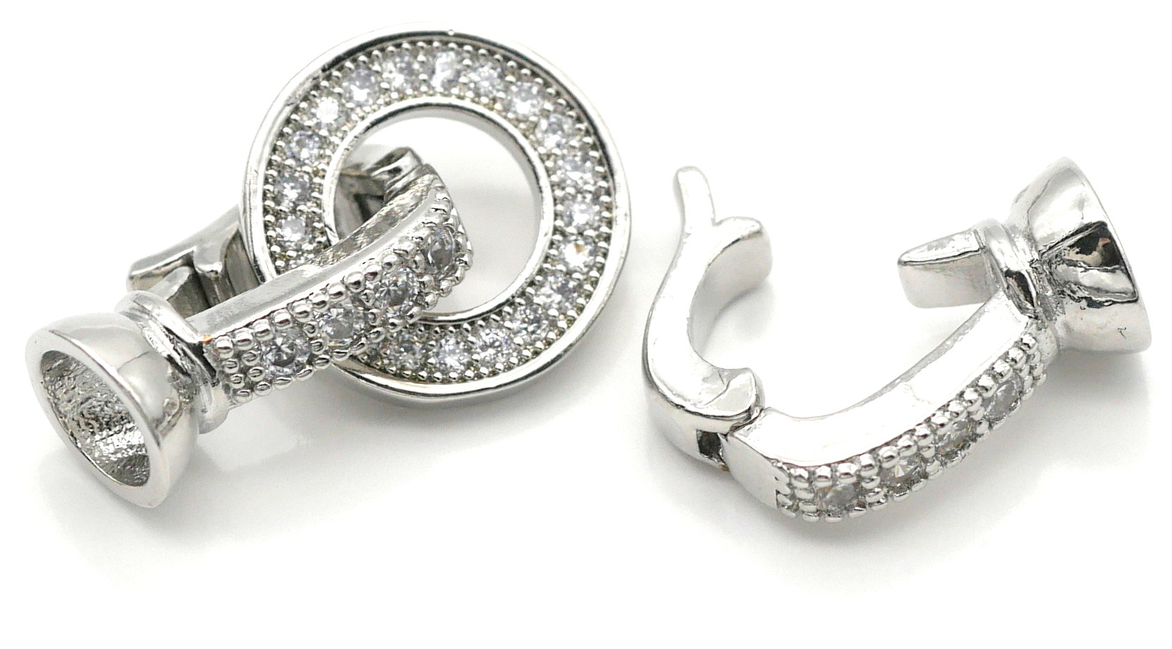 27x11mm Platinum-Plated Brass & Cubic Zirconia Double Fold-Over Clasp ...