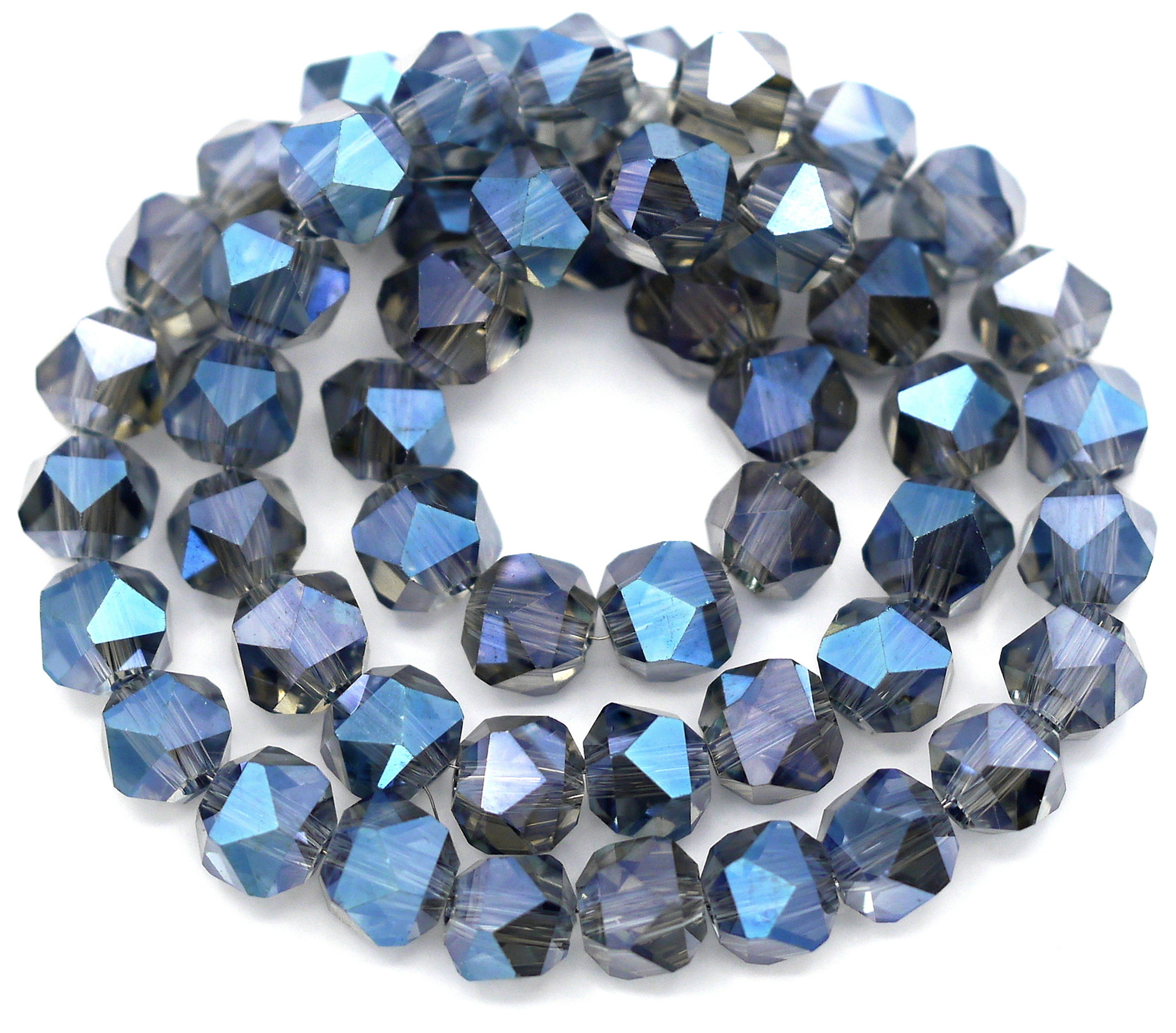 Approx. 9.5" Strand 6x5mm English-Cut Crystal Beads, Steel Blue - Bead ...