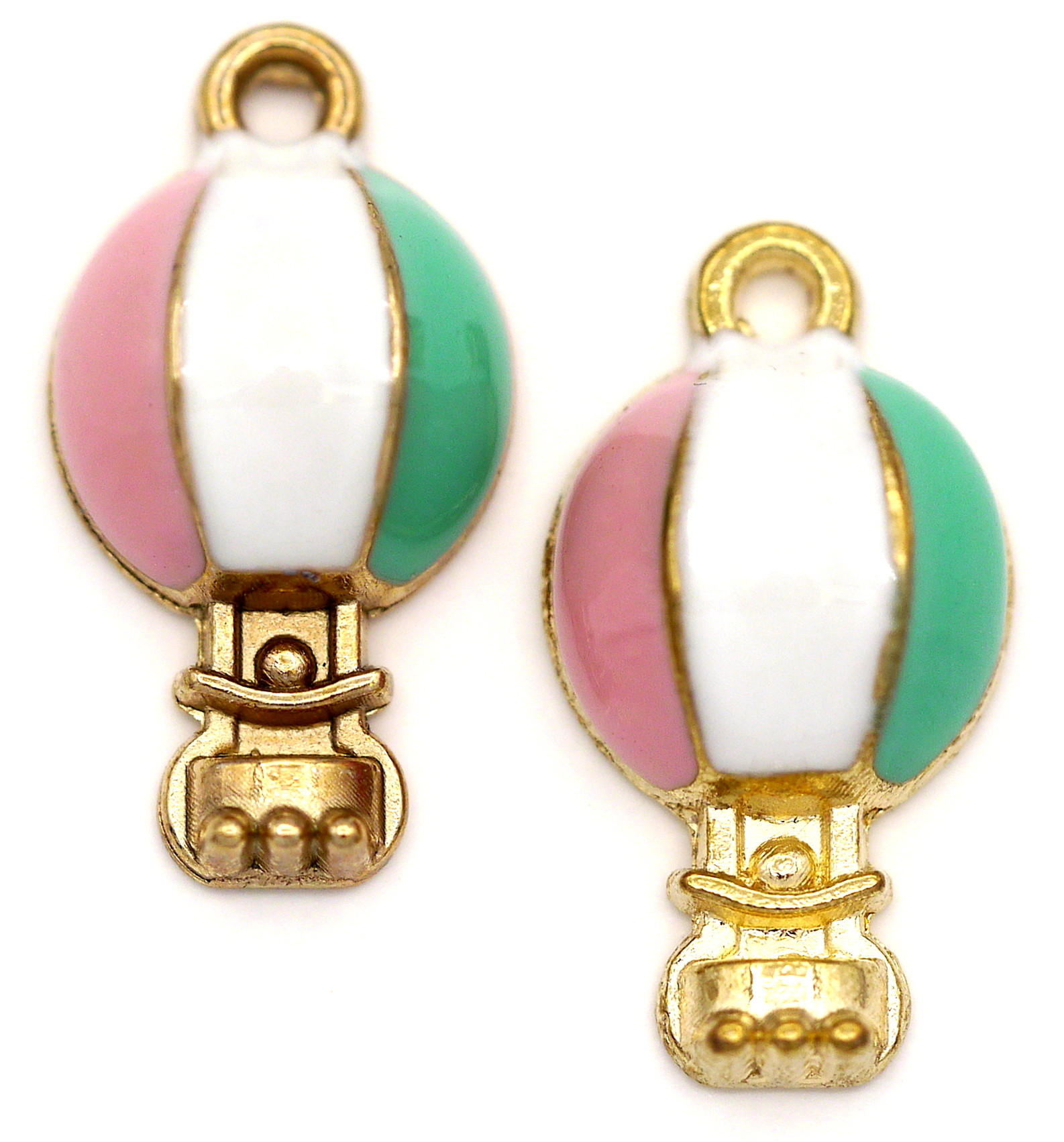 CLOSEOUT: 2pc 18x10mm Enameled Hot Air Balloon Charms, Pastel Colors ...
