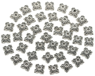 5-Gram Bag of 8x2mm 4-Petal Flower Bead Caps, Antique Silver - Bead Box ...