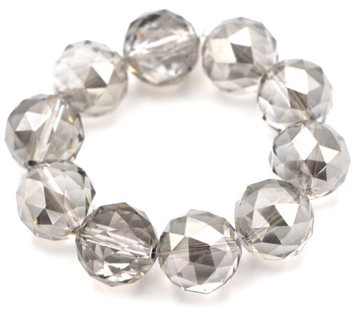 10pc Strand 14mm Crystal Faceted Round Beads, Crystal Shadow - Bead Box ...