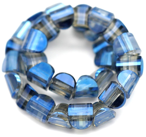 30pc 4x3mm Crystal Faceted Half-Cylinder Dome Beads, Marine Blue - Bead ...