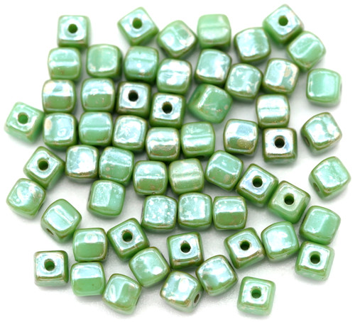 5-Gram Bag (Approx. 50+ Pcs) 4mm Czech Pressed Glass Cube Beads, Opaque ...