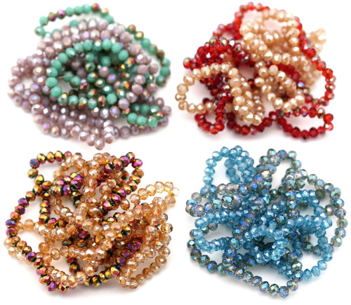 RANDOM PICK: 2-Pack 14" Strands 3x2mm Crystal Rondelle Beads, Mixed ...