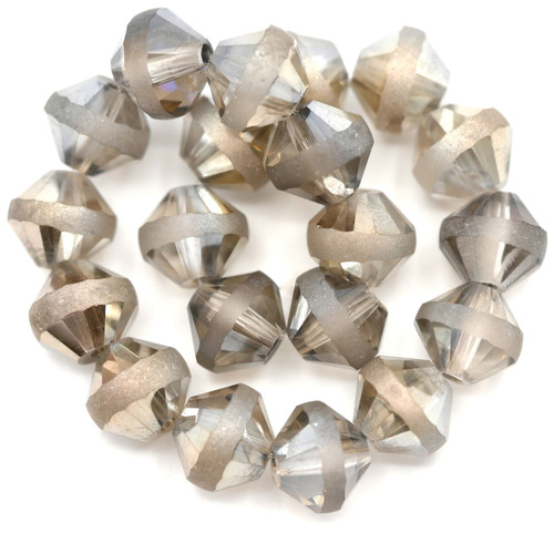 20pc Strand 8x7mm Matte-Stripe Crystal Bicone Beads, Slate Shimmer ...