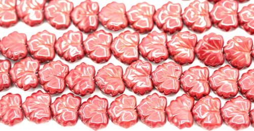 12pc Strand 11x13mm Czech Pressed Glass Maple Leaf Beads, Opaque ...