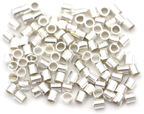 100pc 1.5mm Brass Crimp Tubes, Silver - Bead Box Bargains