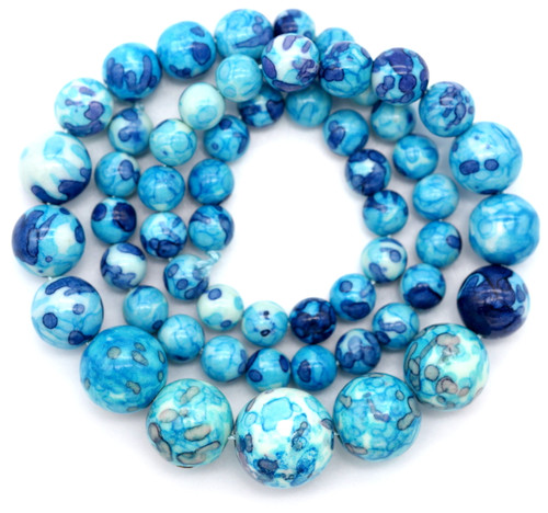 Approx. 16" Strand 6-15mm Rain Flower Stone (Man-Made) Graduated Round ...