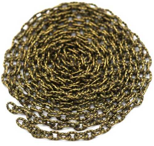 Approx. 1 Meter of 4x3mm Textured Steel Jewelry Chain, Antique Bronze ...