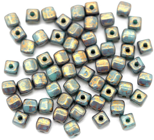 5-Gram Bag (Approx. 50+ Pcs) 4mm Czech Pressed Glass Cube Beads, Opaque ...