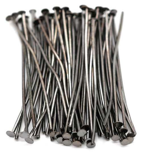 10-Gram Bag of 38mm 20-Gauge Steel Head Pins, Gunmetal - Bead Box Bargains