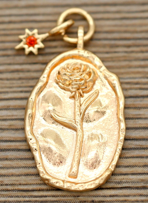 23x13mm 18K Gold-Plated Birth Month Flower Charm w/Crystal Birthstone ...