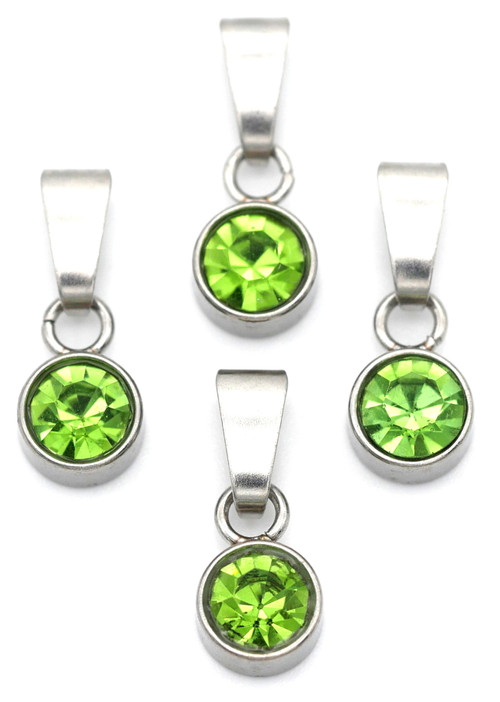 4pc 9x6mm Stainless Steel & Crystal Rhinestone Birthstone Drops, August ...