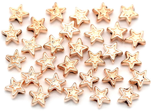 30pc 6mm Star Spacer Beads, Rose Gold - Bead Box Bargains