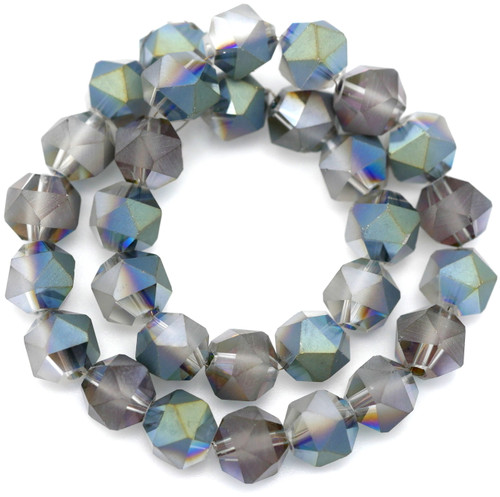 30pc Strand 7mm English-Cut Half-Matte Crystal Beads, Slate Vitrail ...