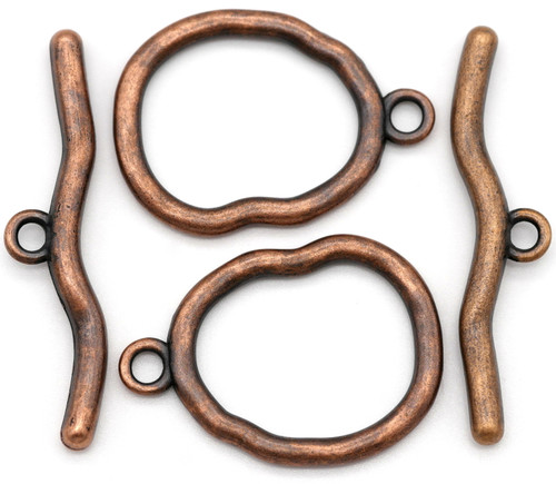 2pc 25x36mm Heavy-Duty Stylized Round Toggle Clasps, Antique Copper ...