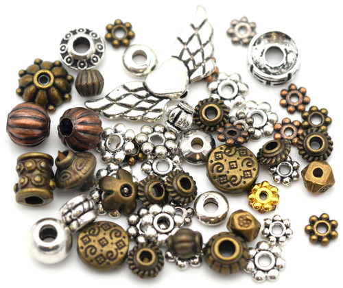 RANDOM PICK: 10-Gram Bag of Mixed Spacer Beads, Mixed Metal (SEE PICS ...