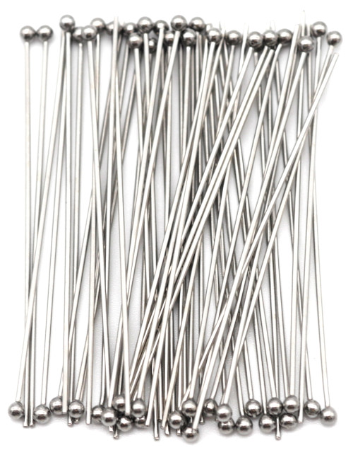 50pc 50mm 21-Gauge Stainless Steel Ball Head Pins, Extra Straight ...