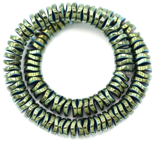 Approx. 8" Strand 6mm Hematite (Man-Made) Wavy Disc Beads, Metallic ...