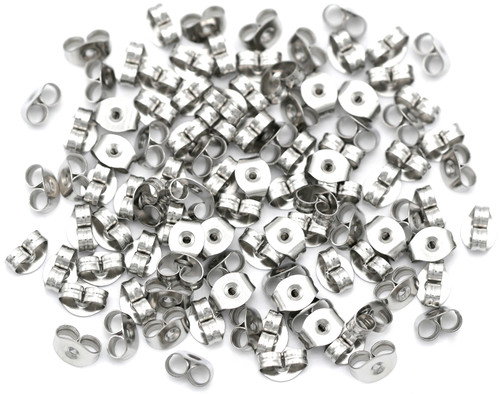 100pc 6x4.5mm Surgical Steel Earnut Earring Backs - Bead Box Bargains
