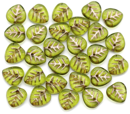 10-Gram Bag of 9x9mm Czech Pressed Glass Top-Drilled Leaf Beads ...