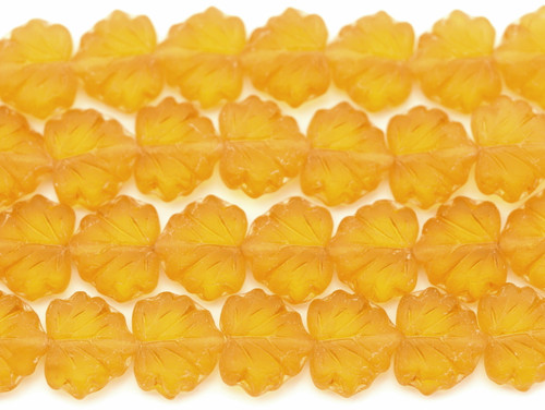 12pc Strand 11x13mm Czech Pressed Glass Maple Leaf Beads, Matte Medium ...