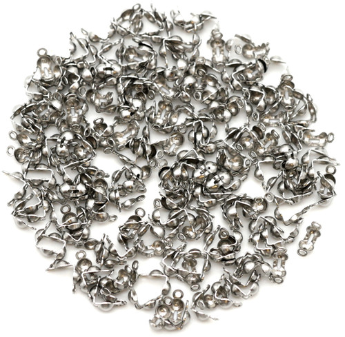 BULK VALUE: 200pc 6x3mm Stainless Steel Clamshell 2-Loop Crimp/Knot ...