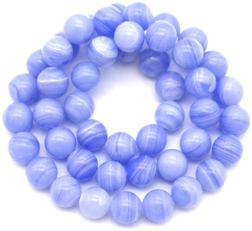 Approx. 15" Strand 8mm Imitation Blue Lace Agate (Man-Made) Round Beads ...