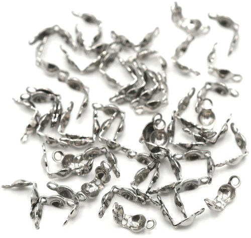 50pc 6x3mm Stainless Steel Clamshell Crimp/Knot Cover Bead Tips - Bead ...