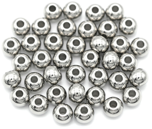 40pc 6x5mm Stainless Steel Spacer Beads - Bead Box Bargains