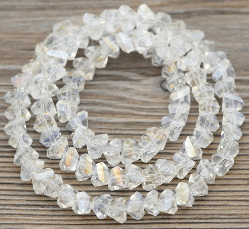 Approx. 12" Strand 6x4mm Crystal Faceted Triangle Beads, Crystal AB ...