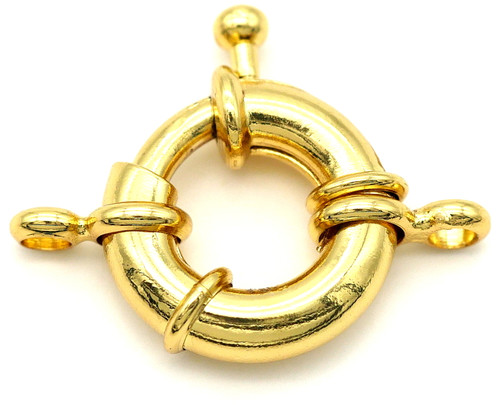 24x15mm 18k Gold-Plated Brass Jumbo Spring Ring Clasp - Bead Box Bargains