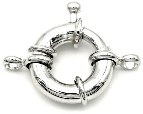 24x15mm Platinum-Plated Brass Jumbo Spring Ring Clasp - Bead Box Bargains