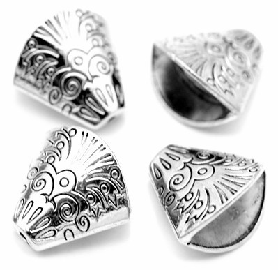 4pc 18x20mm Detailed Bell-Shaped Cone Bead Cap, Antique Silver - Bead ...