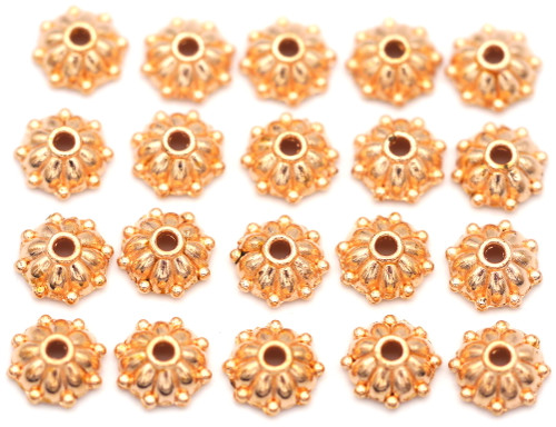 CLOSEOUT: 20pc 8mm Dotted Corrugated Round Bead Caps, Rose Gold (SOME ...