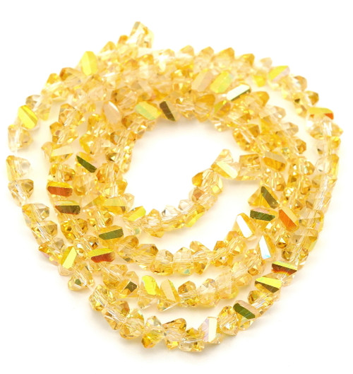 Approx. 13" Strand 4.5mm Crystal Faceted Triangle Beads, Goldenrod AB